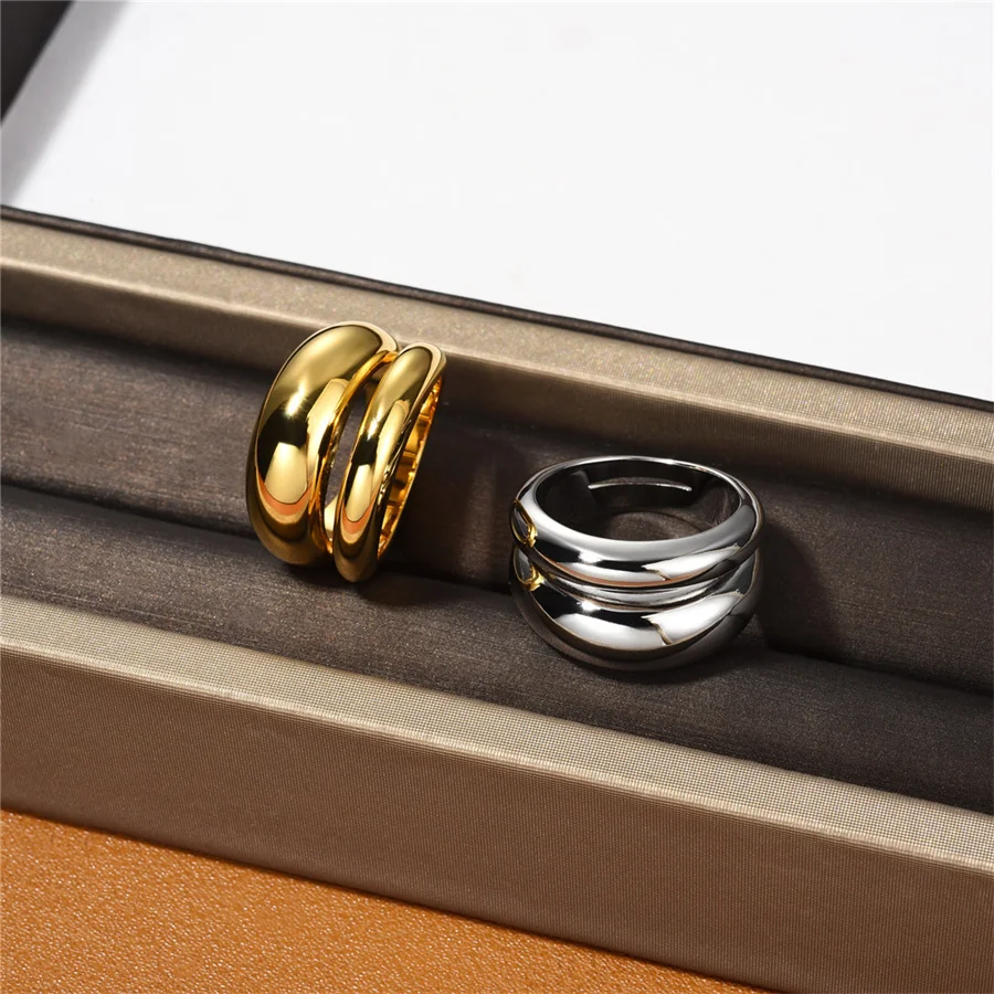 French-Minimalist-High-End-Metal-Copper-Plated-18k-Gold-Double-Layer ...