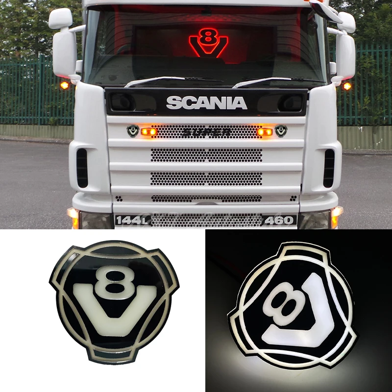 1x-V8-Logo-Fit-For-Scania-Truck-Custom-Front-Grill-Grille-Emblem-Badge ...