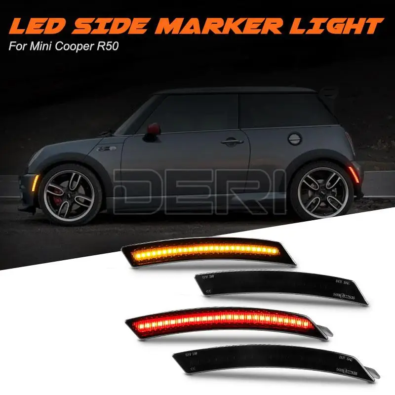 4pcs Smoked Front Rear Bumper Led Side Marker Light Amber Red Turn ...
