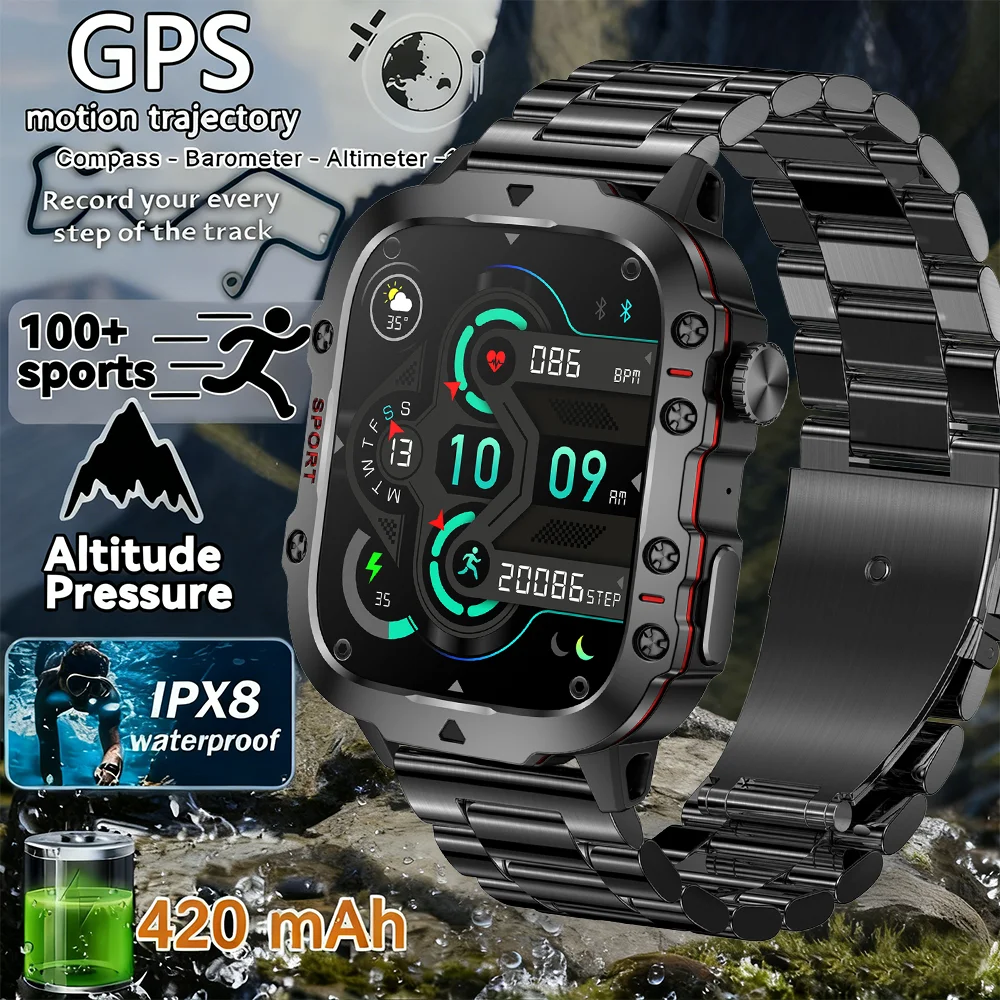 Military Smartwatch Men 3ATM Waterproof GPS Outdoor Sports Fitness ...