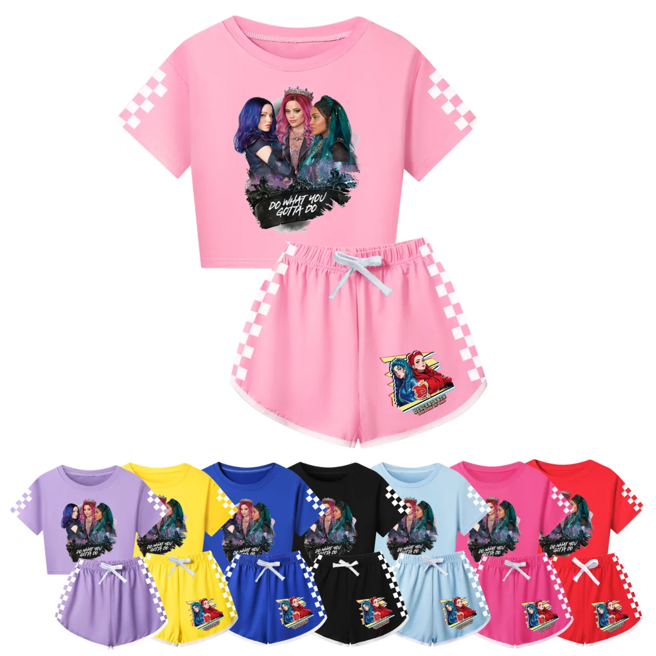 Hot Descendants 4 Summer Clothes Sets Kids Cartoon T-shirts Shorts Two ...