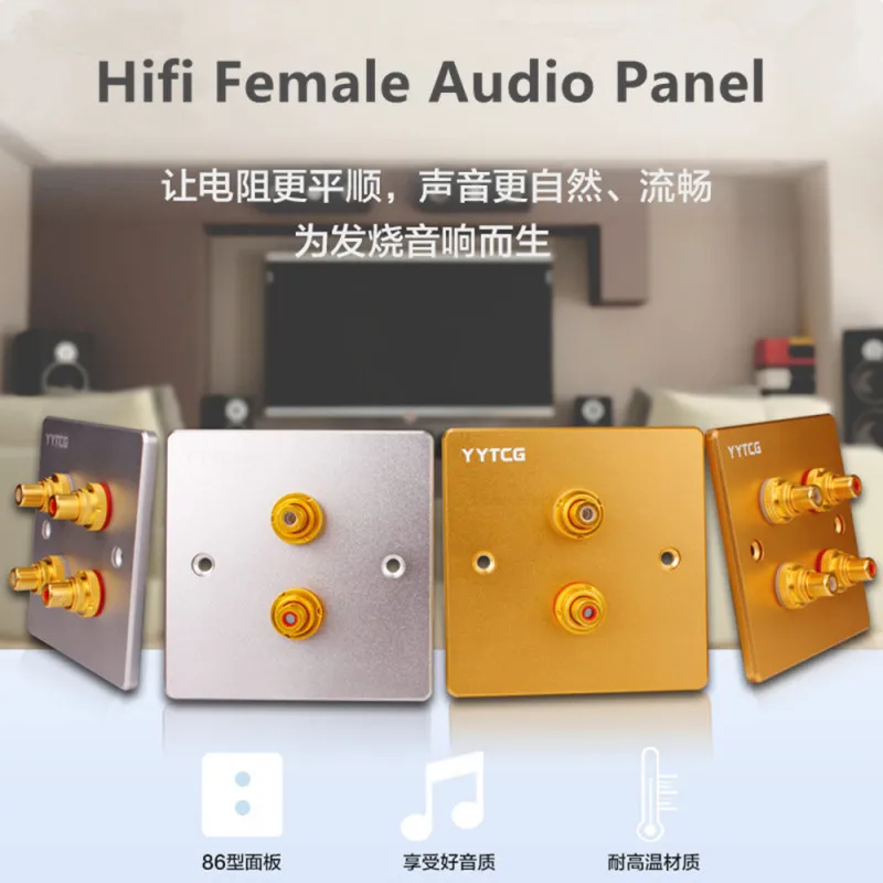 DIY-RCA-Jack-Female-Audio-Panel-Gold-Plated-Speaker-Terminal-Plate-Wall ...