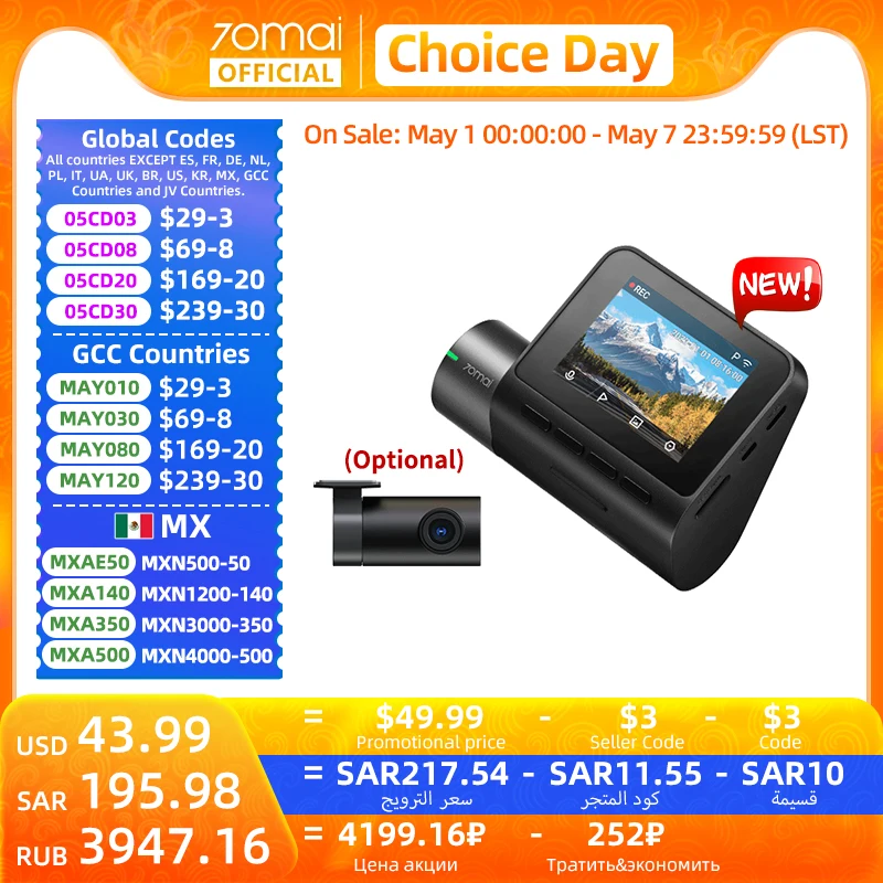 70mai-Dash-Cam-A200-2-LCD-Screen-70mai-A200-Car-DVR1080P-Auto-Recorder ...