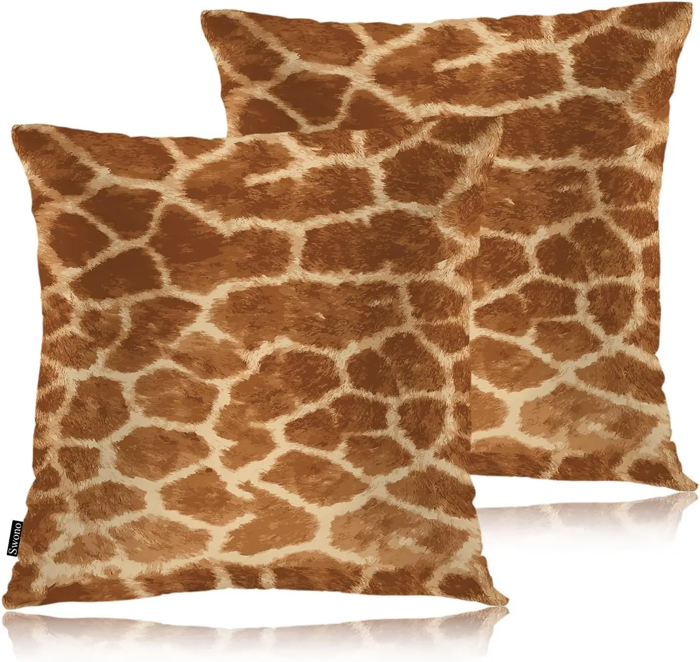 Giraffe Set Of 2 Decorative Throw Pillow Covers Cushion Case, Wildlife ...
