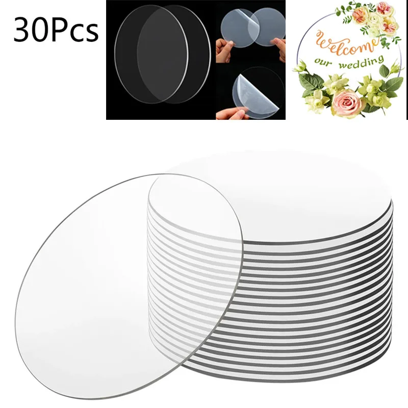30Pack-Clear-Acrylic-Sheets-Perspex-Plate-Round-Disc-Transparent-Board ...