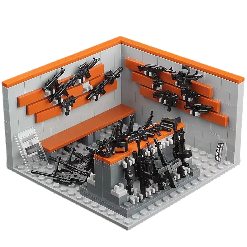 Military Weapon Box SWAT Gun Sandbag Armor Cannon Guns Toy Suit Figures ...