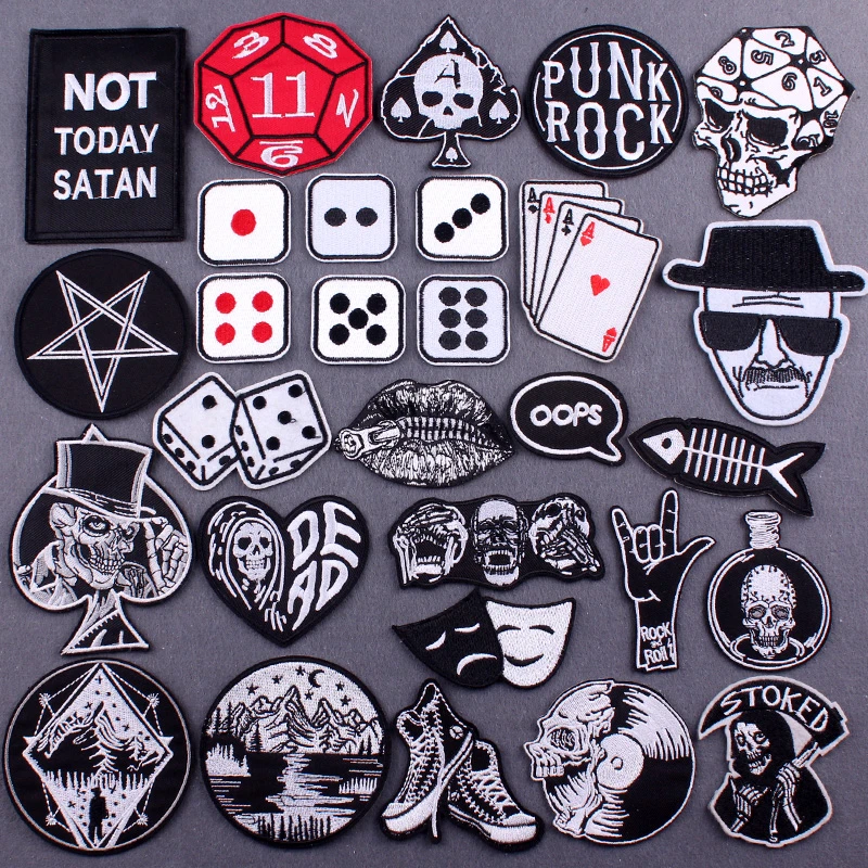 Iron On Patch Black And White Patches For Clothing Dice Clothing ...