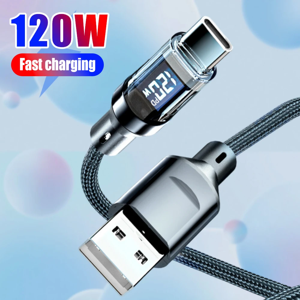 USB-A-To-Type-C-Digital-Display-Charging-Cable-120W-Fast-Charging ...