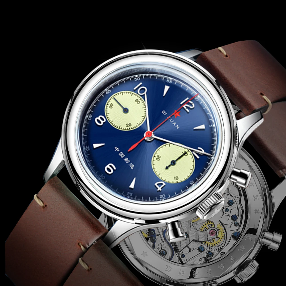 RED-STAR-38mm-Blue-1963-Pilot-Chronograph-Mechanical-Watch-Men-Seagull ...