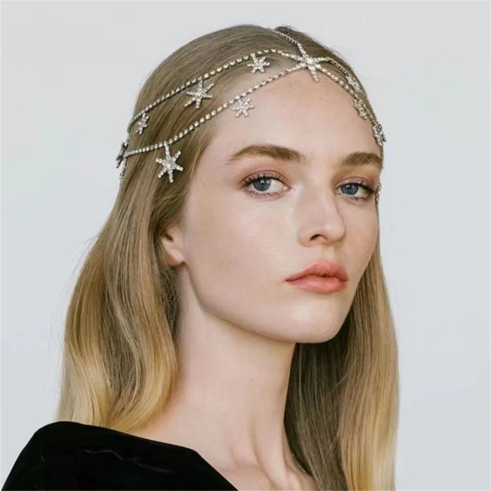 Rhinestone Hair Chain Headband | Rhinestone Chain Headpiece | Hair ...