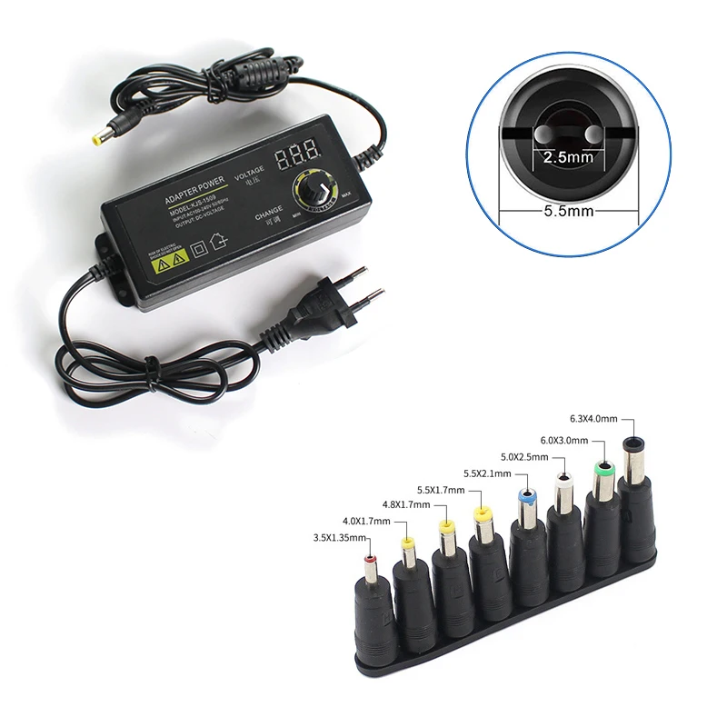 Adjustable Power Supply With DC Female 8PCS 10PCS 34PCS Jack Adapter ...