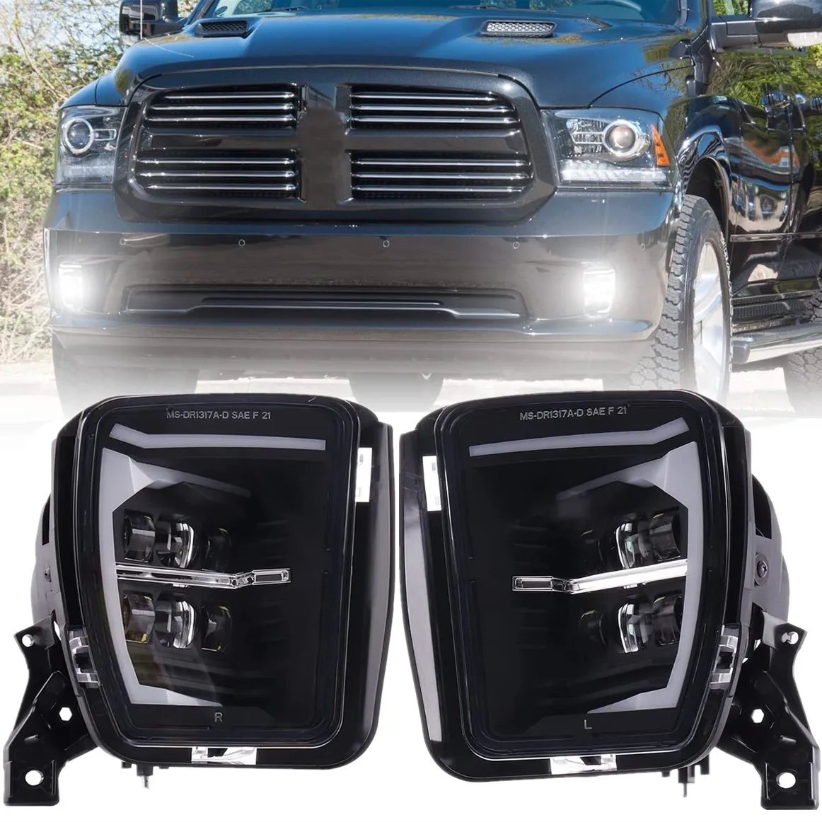 2pc-Led-Fog-Lights-Assembly-For-Dodge-Ram-1500-2013-2018-Pickup-Truck ...