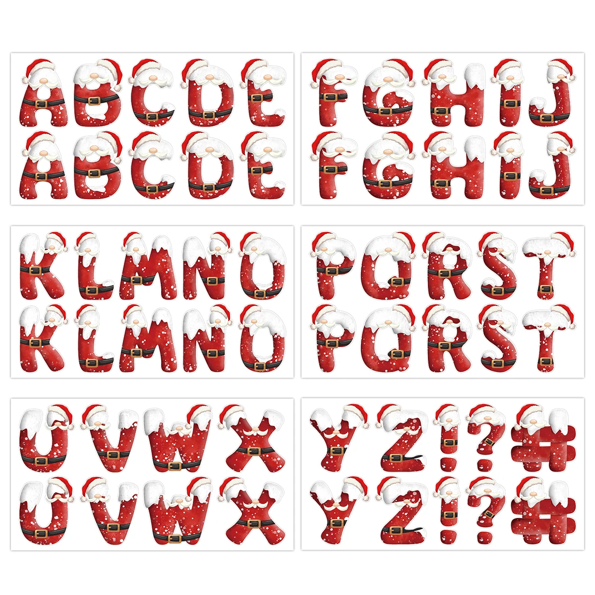 6 sheets Christmas Alphabet Stickers,26 Letters Self Adhesive Sticker ...
