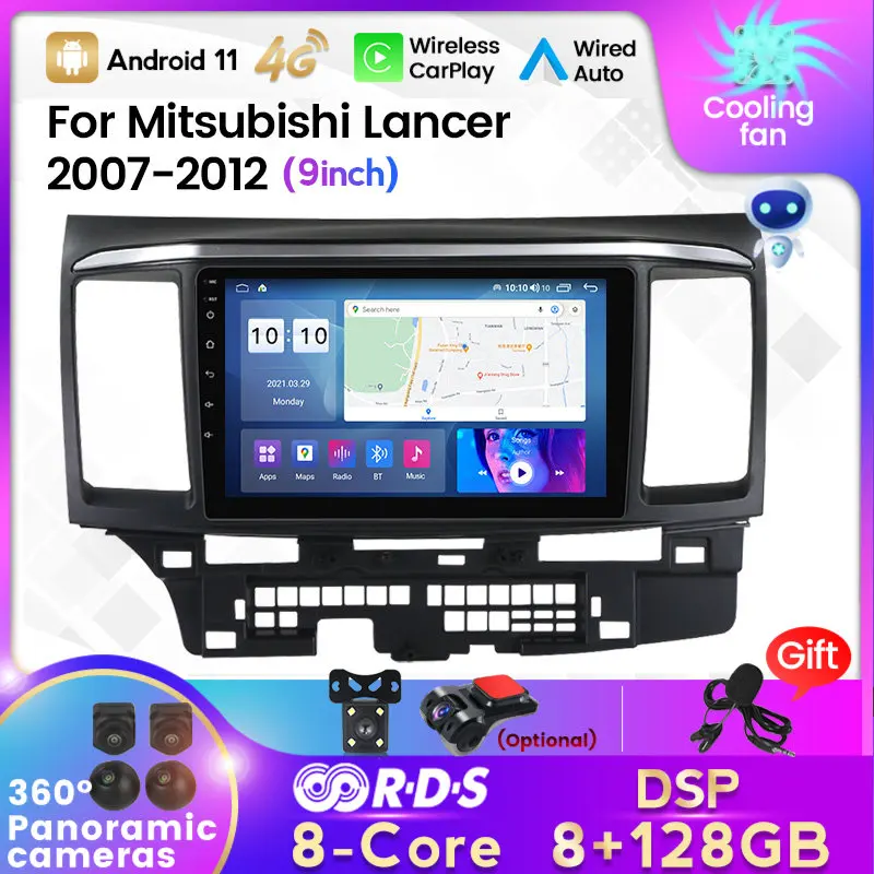 9 Inch Android11 All In One Car Radio For Mitsubishi Lancer 2007 - 2012 ...