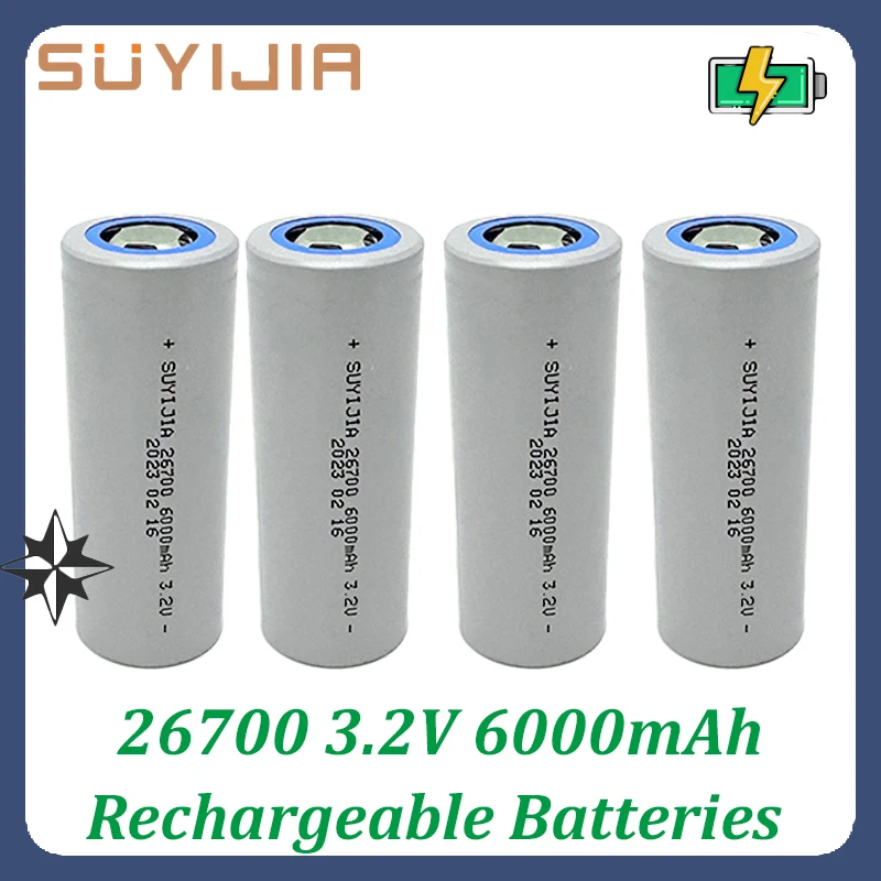 26700 3.2V 6000mAh High Capacity Rechargeable Li ion Battery for ...