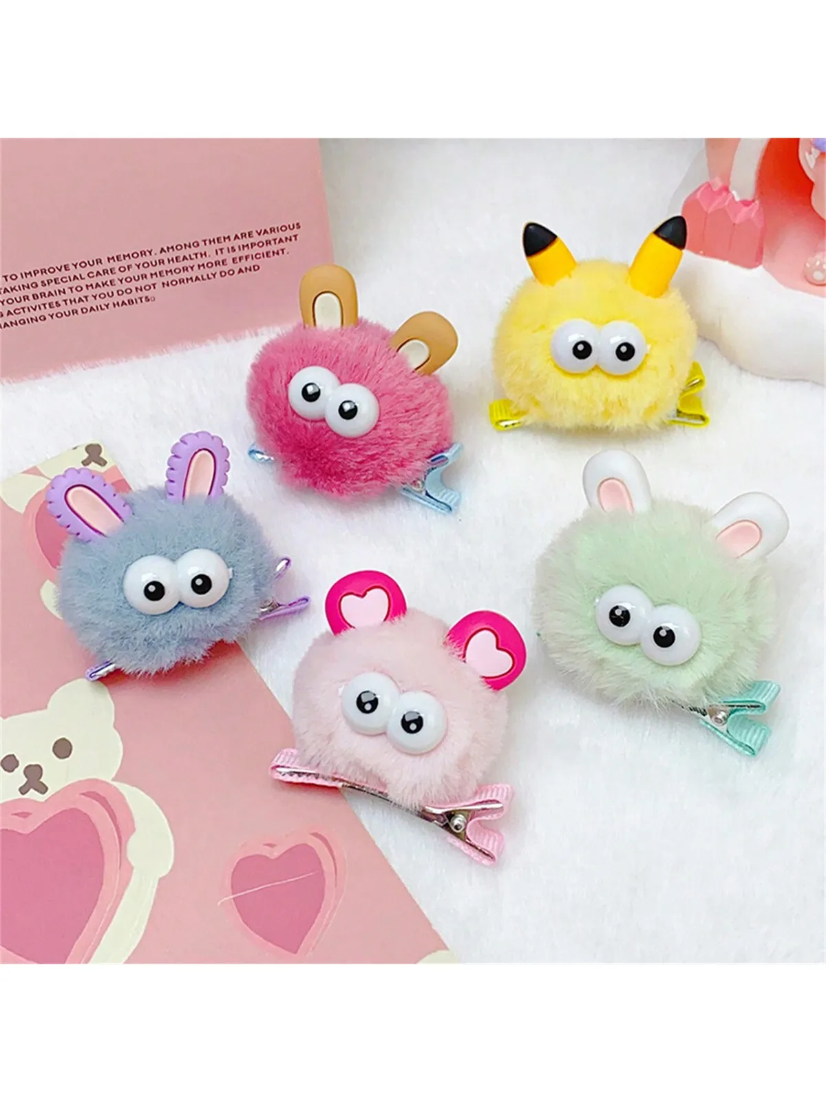 1-lady-cute-big-eyes-cute-ears-Hairball-sweet-hair-clip-side-side-clip ...