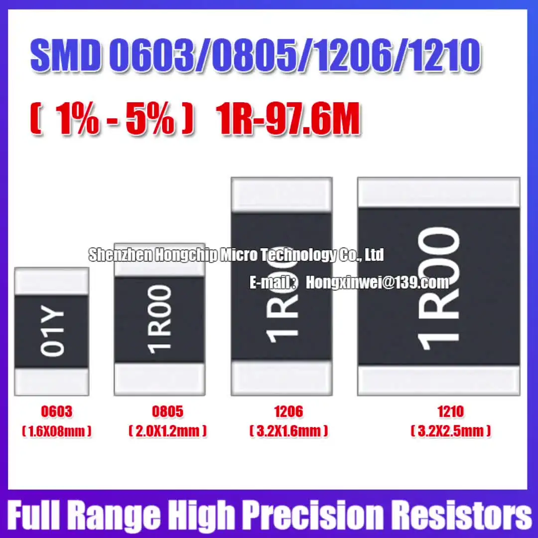 Кристальный резистор 0805 SMD, сопротивление 0R-10M 10R 22R 100R 470R ...