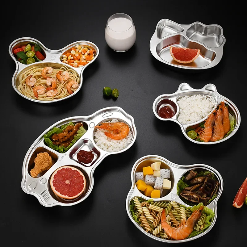 Stainless Steel Children's Dinner Plate Cartoon Lunch Box Baby Creative ...