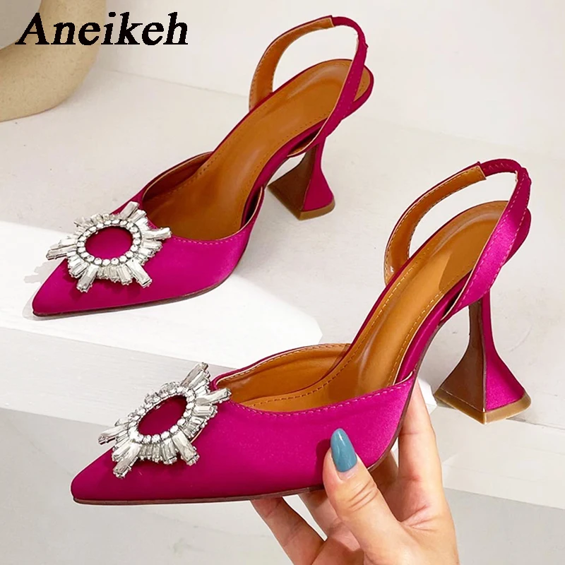 Aneikeh-Brand-Women-Silk-High-Heels-Luxury-Crystal-Butterfly-Knot-High ...
