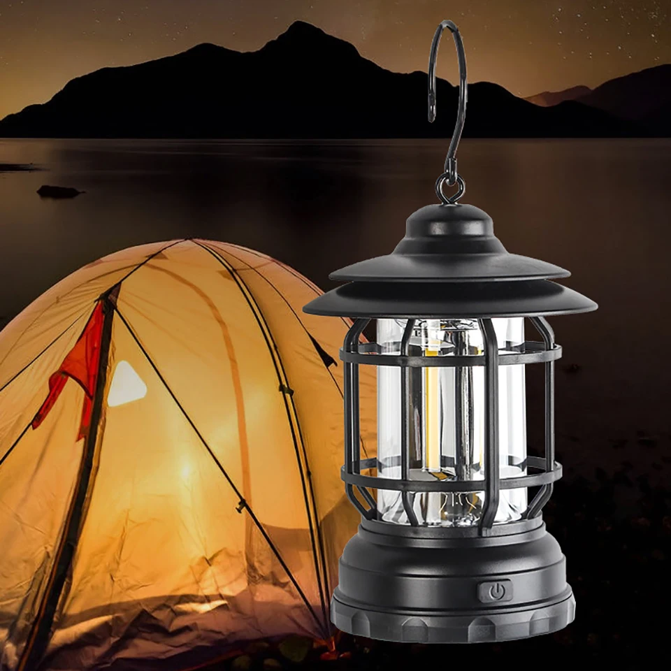 Retro Portable Camping Lantern Outdoor Vintage Camp Lamp USB ...