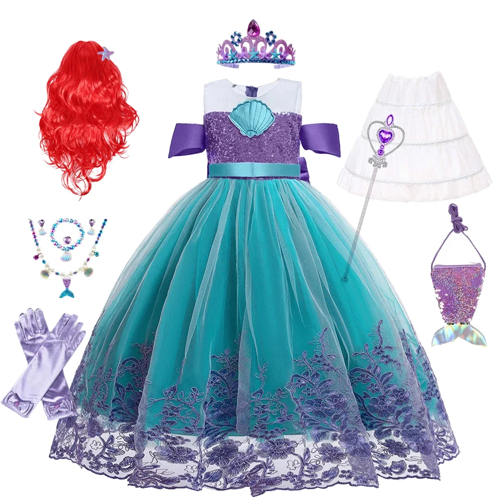 Cute Girl Princess Little Mermaid Ariel Dress Kids Cosplay Costume ...