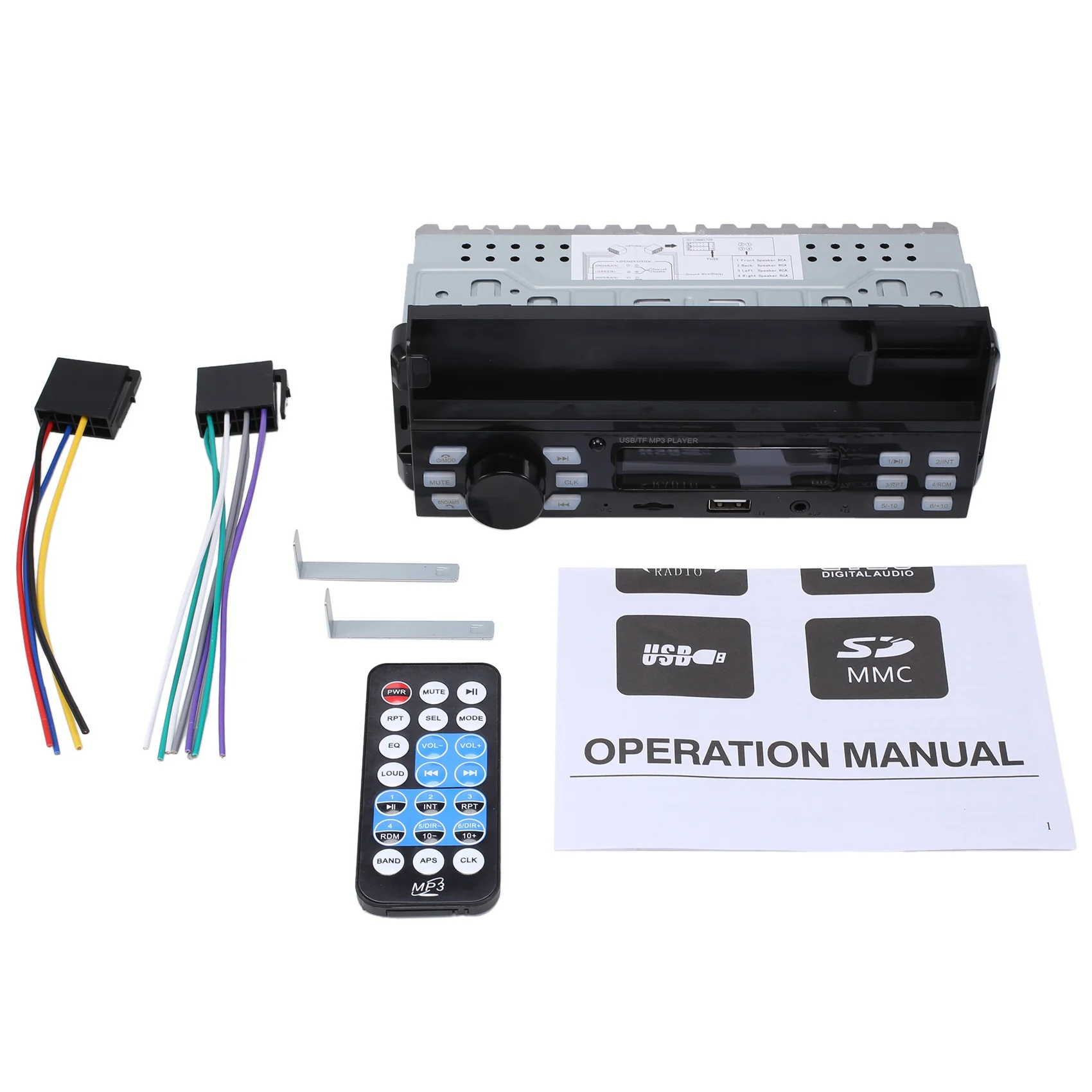 1 Din Car Radio Autoradio Bluetooth 12v Car Audio Player Mp3 Fm Radio ...