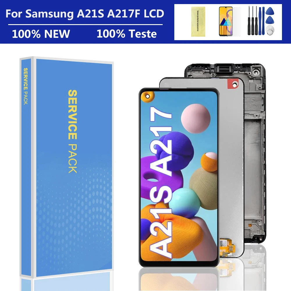 삼성 갤럭시 A21s A217 용 정품 LCD, 프레임 터치 스크린 디지타이저, 삼성 A21s SM A217F DS LCD ...