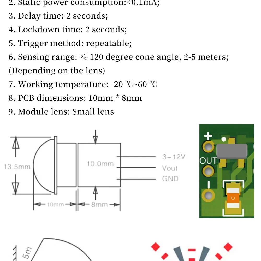 Liludin Mini IR Пироэлектрический инфракрасный PIR датчик движения человека Модуль ...