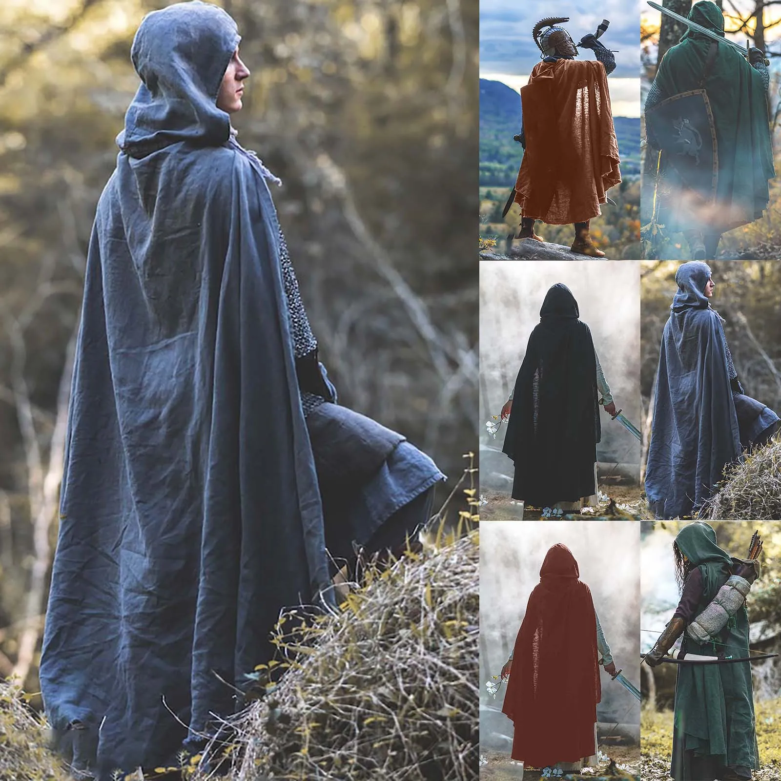 Medieval Ranger Cloak - Linen - 6 Color Choices - AliExpress 200000532