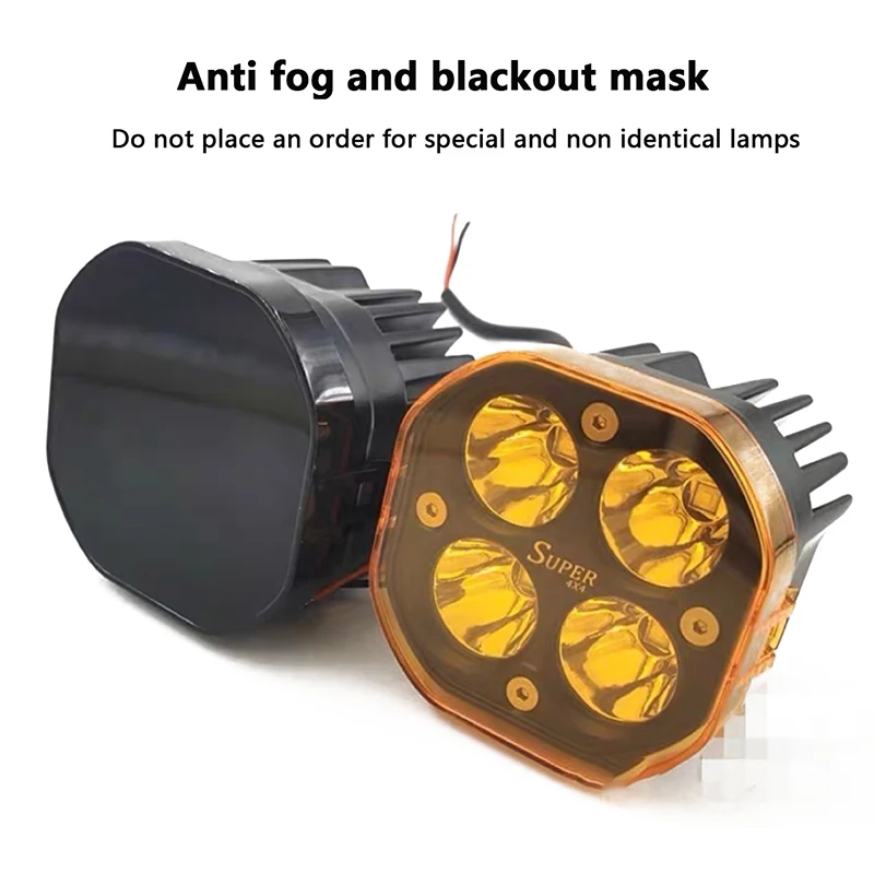 Led Work Light Cover Cube Cover Dustproof Yellow Black Lens Protection ...