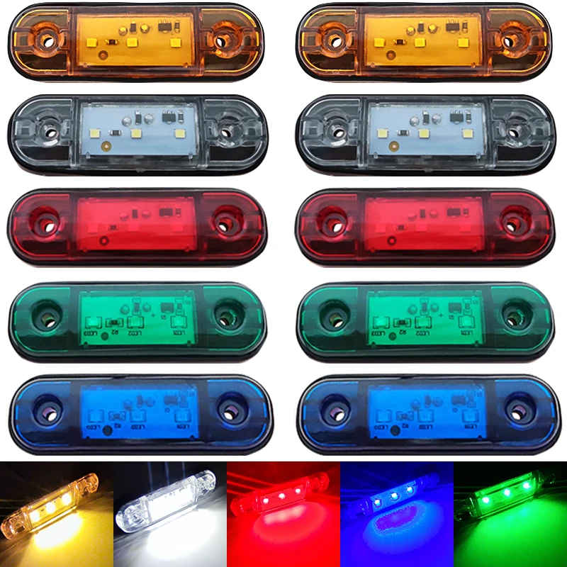 2PCS 12v 24v Led Side Marker Lights for Trailer Trucks Caravan Side ...