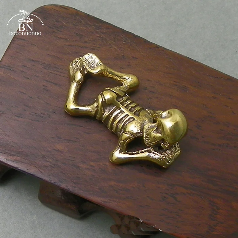 New Pure Copper Skull Skeleton Man Statue Vintage Punk Keychains ...