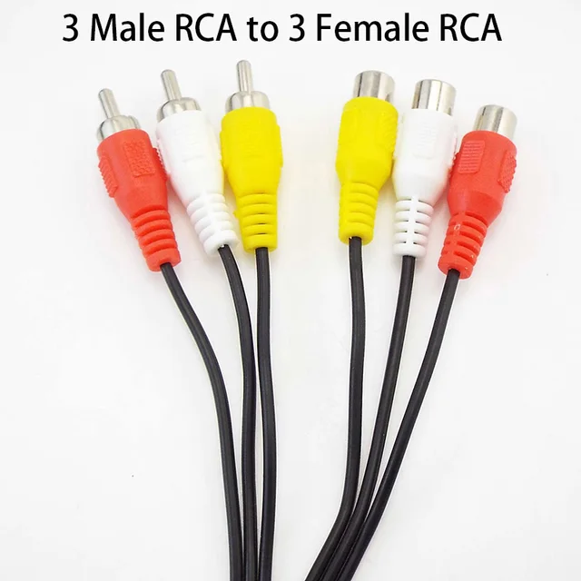 1M/1.5M/3Meter 3 RCA Male to 3 RCA Male female connector Composite ...