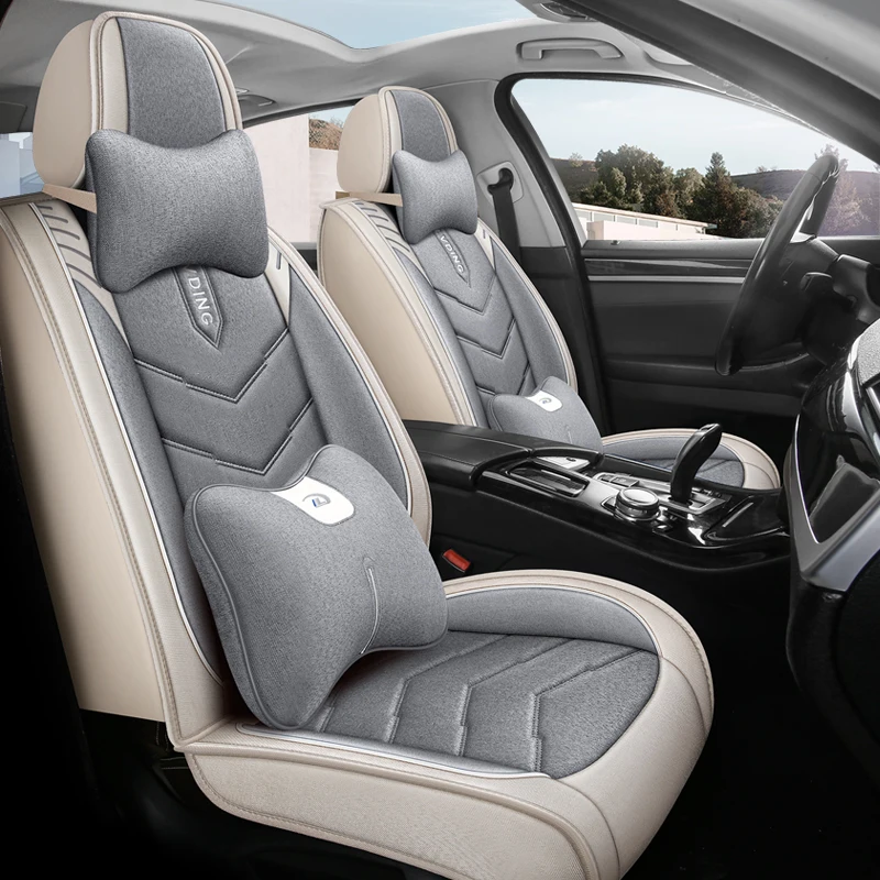 Full Set Flax Car Seat Cover For Toyota Corolla RAV4 Land Cruiser 100 ...