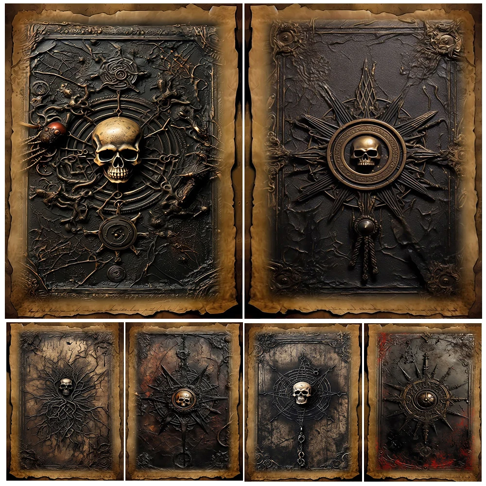 Mystic-Grimoire-And-Demonic-Book-Vintage-Wall-Art-Canvas-Painting-Witch ...