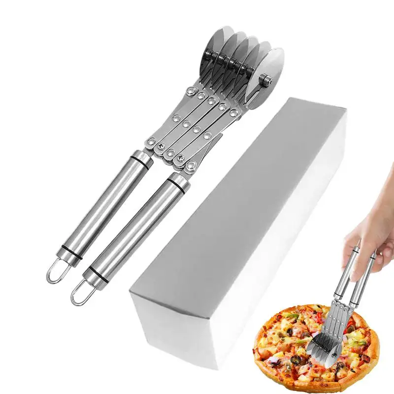 3/5 Wheels Retractable multi-wheel knife Stainless Steel Pizza Slicer ...