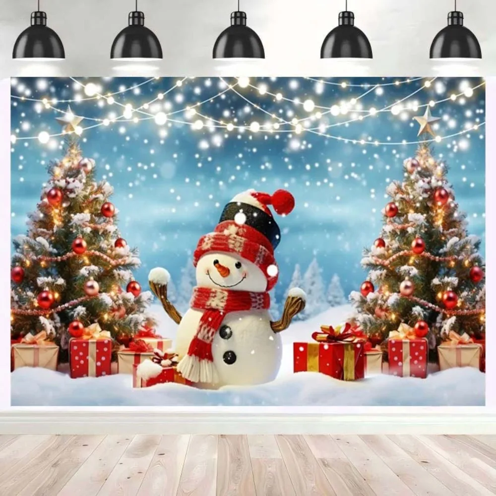 Christmas Party Decor Backdrops Rustic Snowman Winter Snow Scenery ...