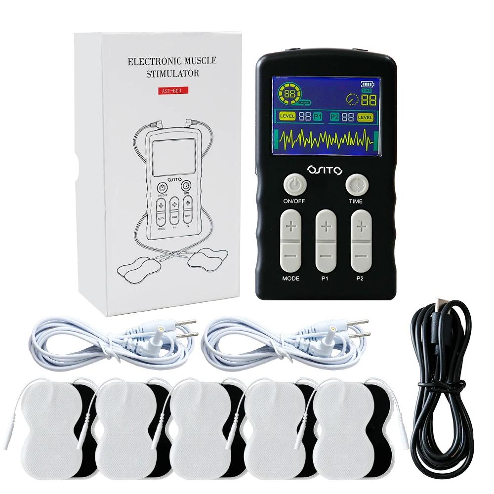 Digital TENS Unit 2-Channel Rechargeable EMS Muscle Stimulator with 50 ...