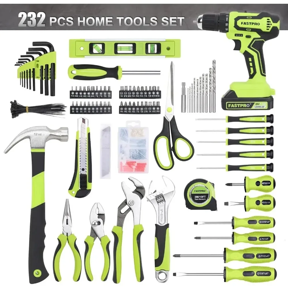 232-Piece 20V Cordless Lithium-ion Drill Driver, Tool Set – Home ...