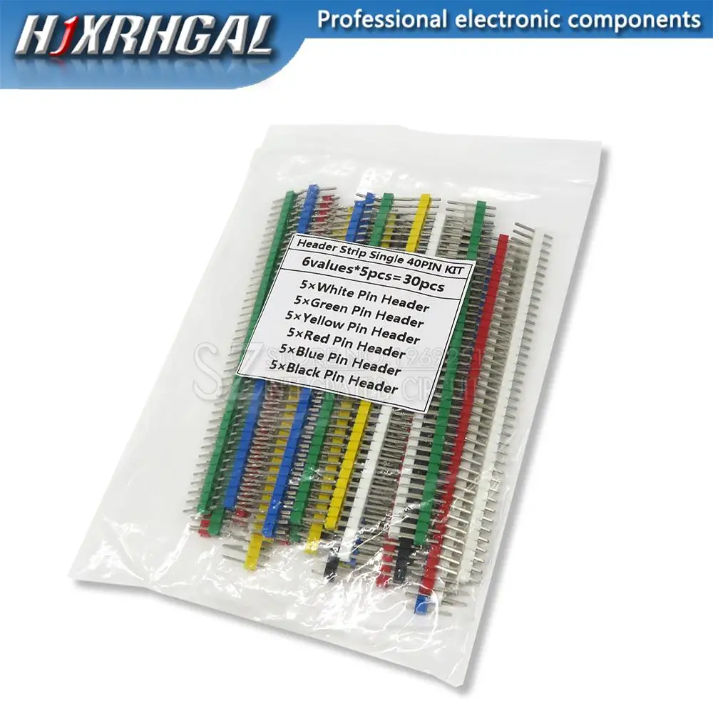 30PCS-Pin-Connector-Male-2-54mm-Pitch-Pin-Header-Strip-Single-Row-40 ...