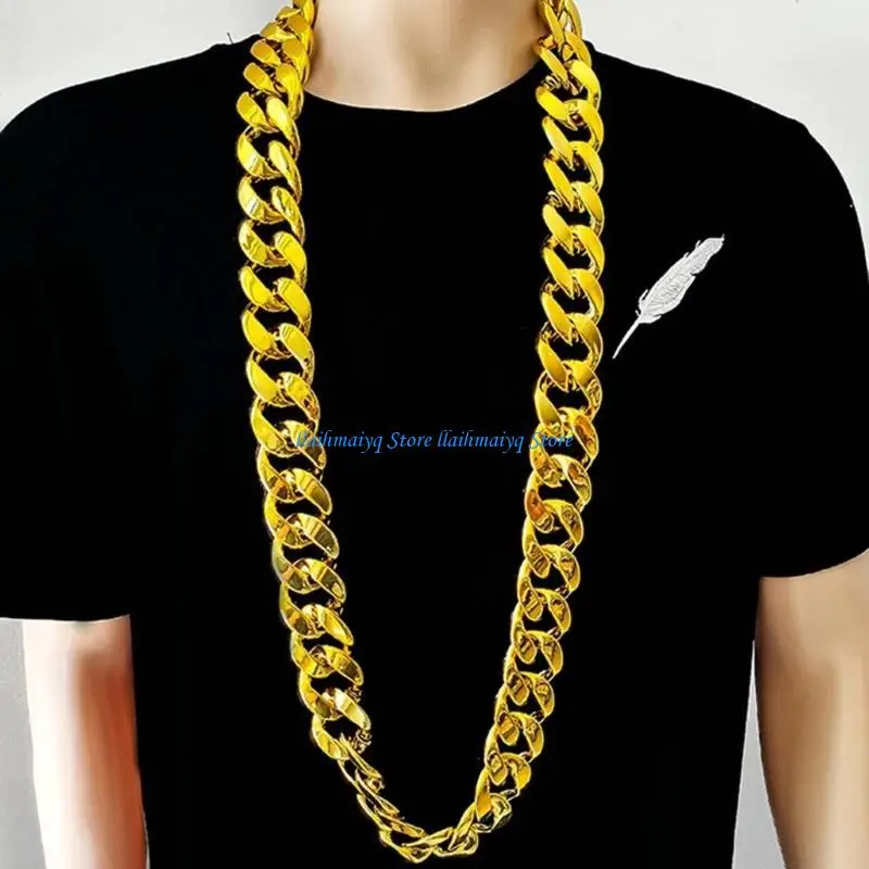 573B Big Chunky Necklace Rapper Fake Gold Chain 90s Hip Hop Gold ...