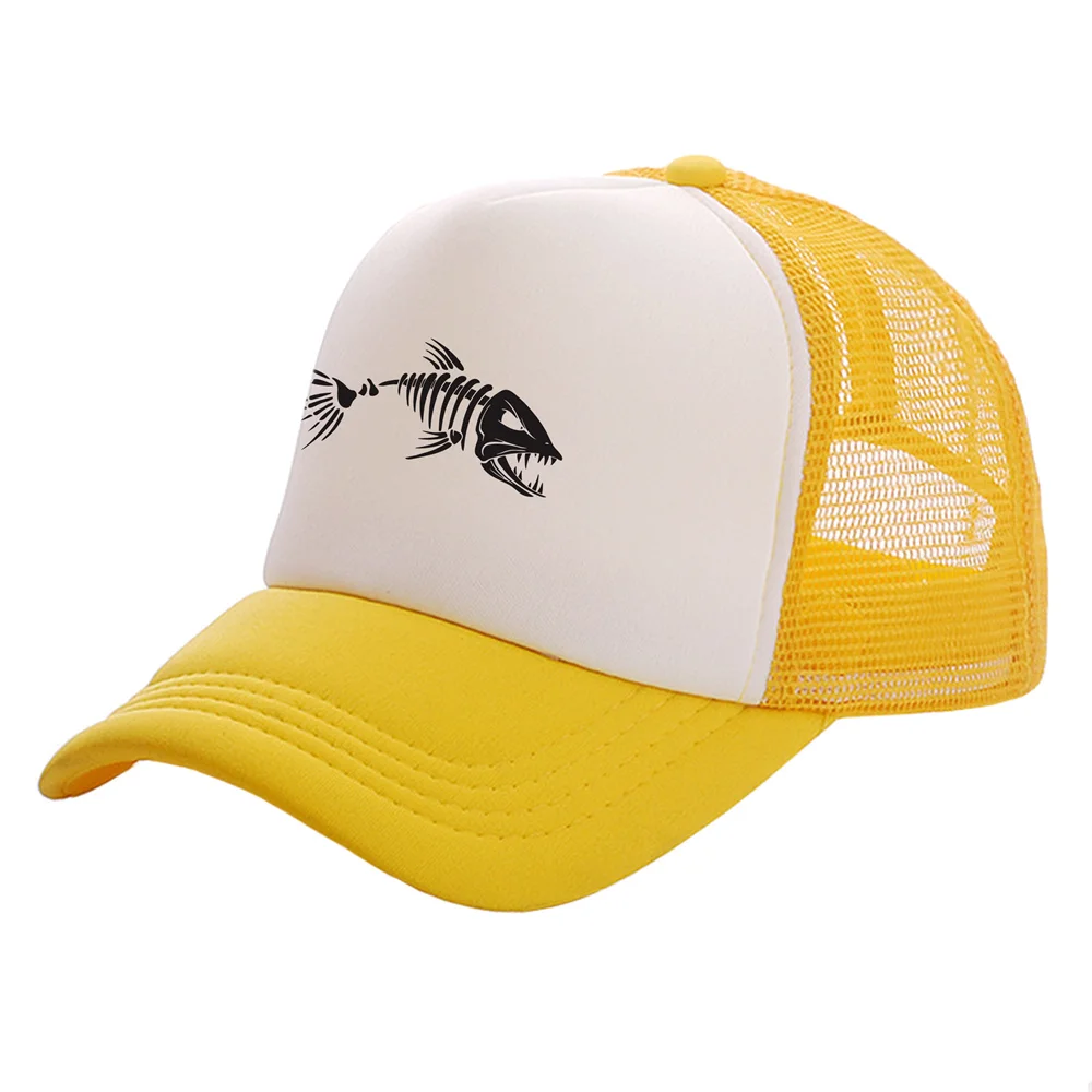 Fishbone Trucker Cap Men Fishing Skeleton Fish Bone Baseball Caps ...