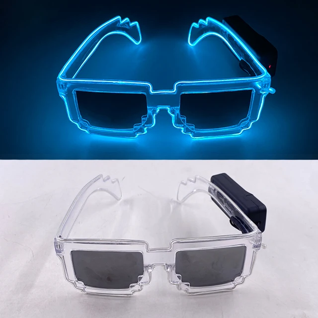 Neon Cool Glasses Luminous LED Wireless Cyberpunk Sunglasses With Light ...