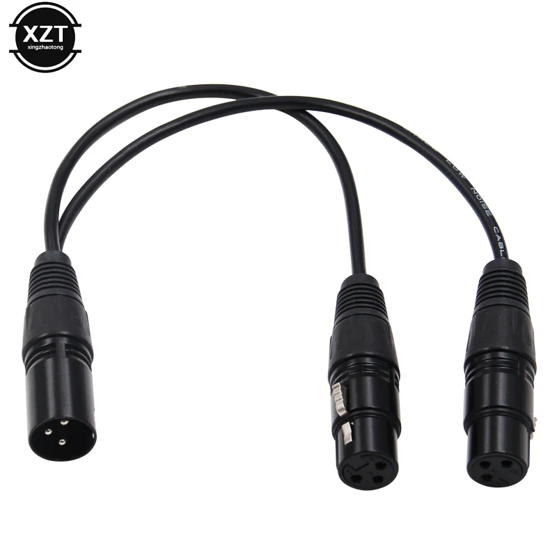 New-3-Pin-XLR-Male-Plug-to-Dual-Female-Jack-Y-Splitter-Mic-DJ-Cable ...