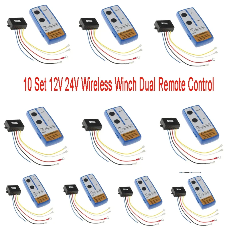 10Set-Wireless-Winch-Dual-Remote-Control-Handset-Switch-Controller ...