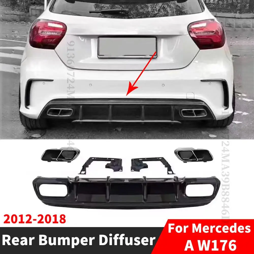 Rear-Bumper-Diffuser-Lip-Vent-Exhaust-Pipe-For-Mercedes-W176-Benz-A ...