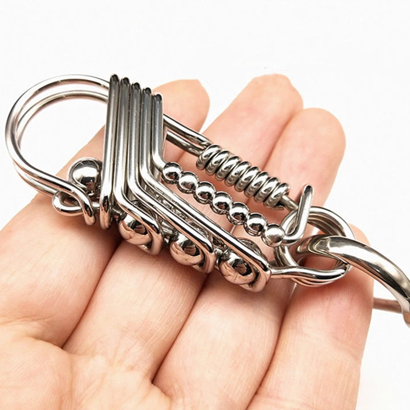 Stainless-Steel-Handicraft-Key-Buckle-Waist-Keychain-Matte-Bead-Car ...