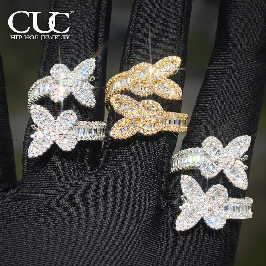 CUC-Men-Women-Butterfly-Rings-Iced-Out-Baguette-Zircon-Fashion-Hip-Hop ...