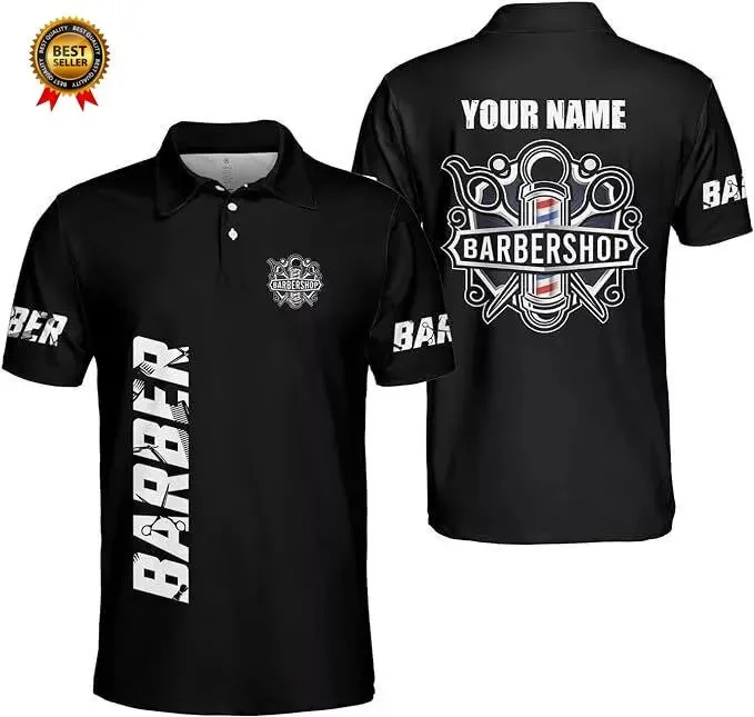 2025 Barber Short Sleeve Polo Shirts For Men Clothing Hairdresser ...