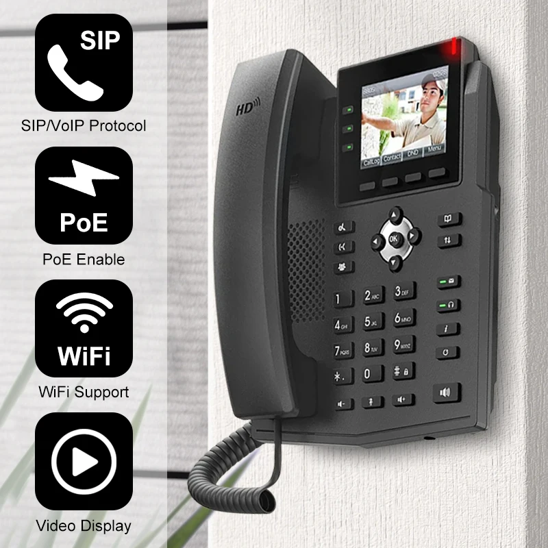 Smart-Business-Office-Network-SIP-Video-Phone-EU-Wireless-WIFI-Function ...
